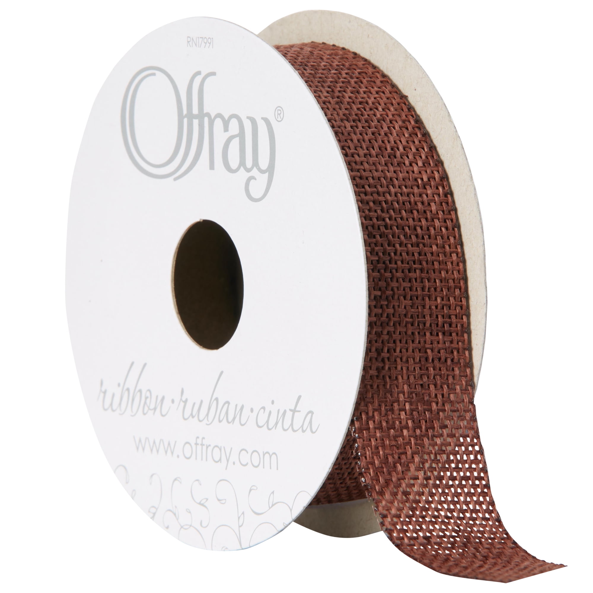 Offray Ribbon, MudPie Brown 7/8 inch Woven Burlap Woven Ribbon, 9 feet ...