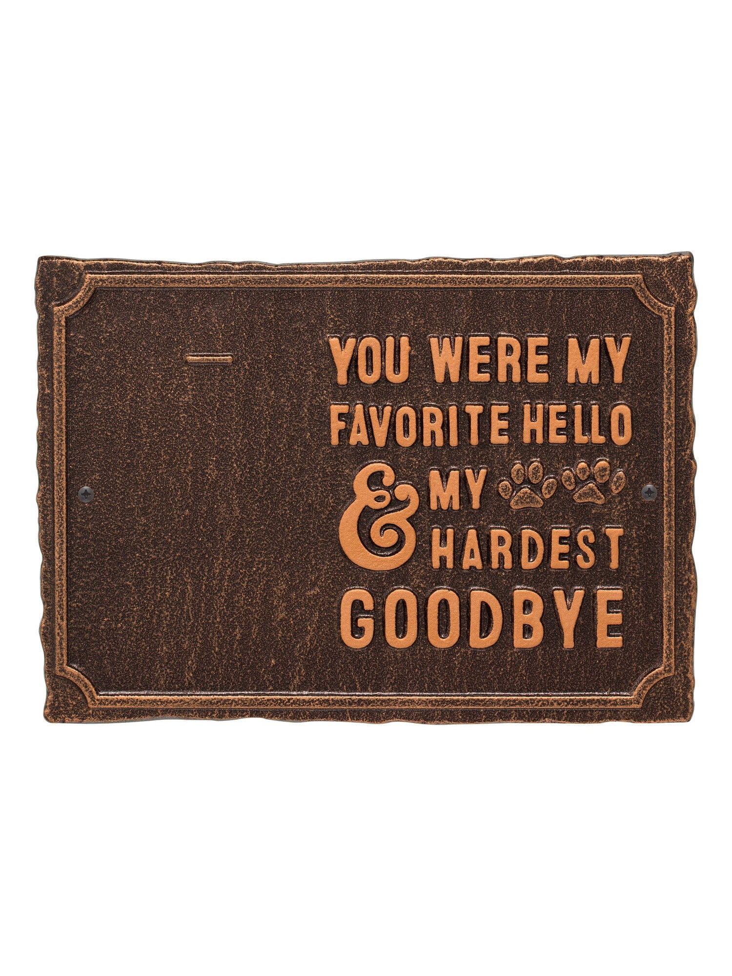Pet Memorial Photo Plaque-Favorite Hello & Hardest Goodbye Sign-Copper ...