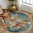 Brown Green Copper Rust 6FT Round Area Rugs for Living Room Abstract ...