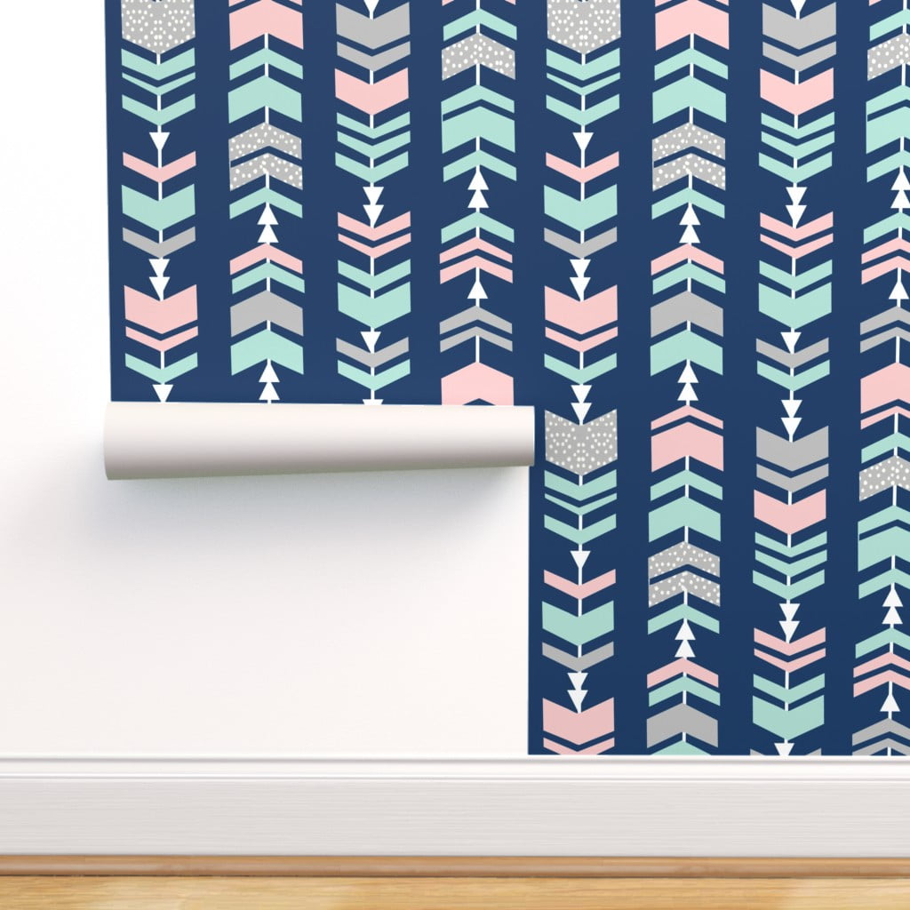 Pink And Navy Blue Chevron Wallpaper