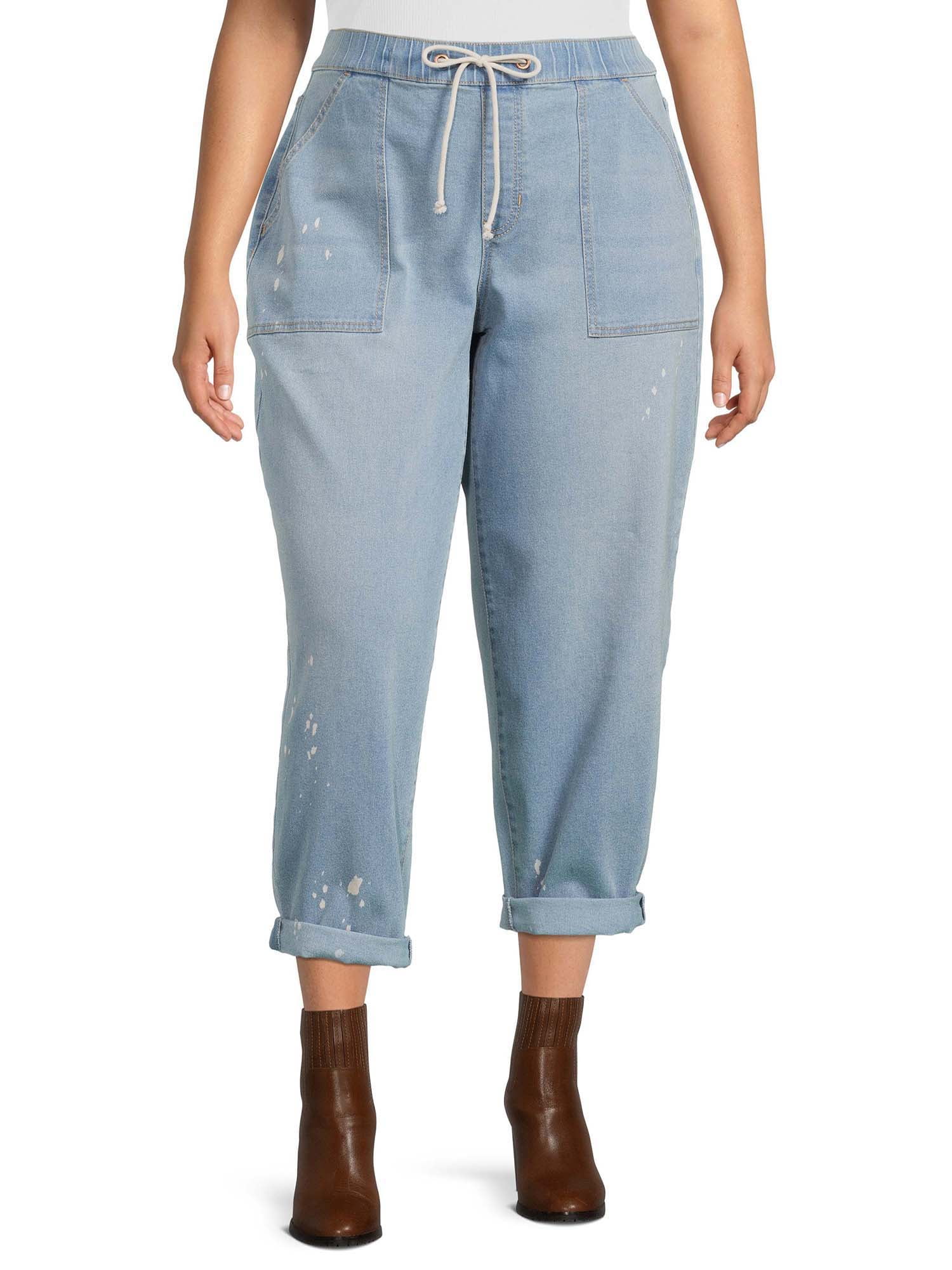 Terra & Sky Women's Plus Pull On Boyfriend Jeans - Walmart.com