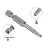 Uxcell T20 Magnetic Security Star 5 Point Torx Screwdriver Bit 1/4" Hex ...