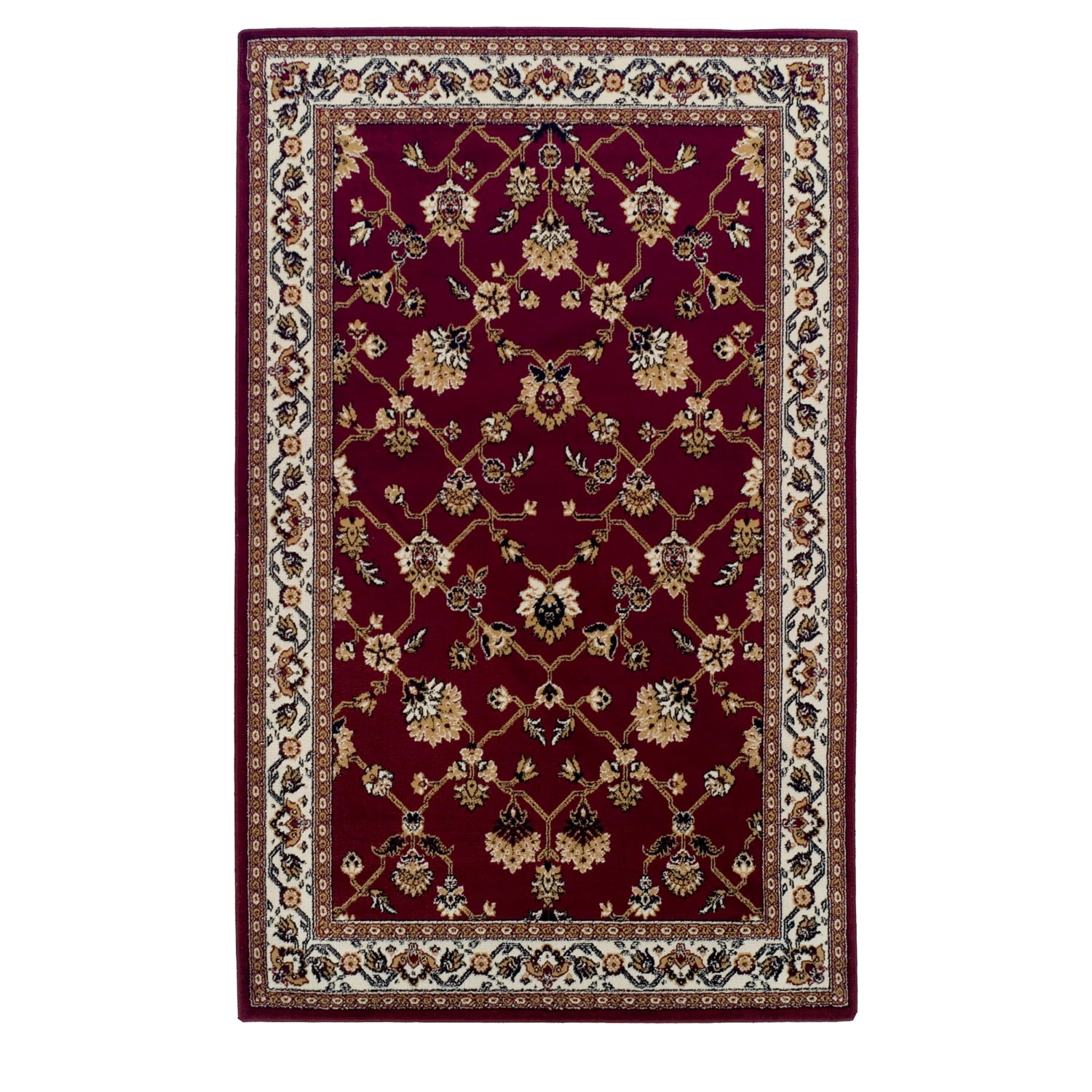Superior Kingfield Traditional Floral Indoor Area Rug, 4'x6', Red ...