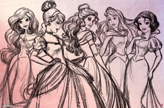 Disney Princess - Sketch Laminated Poster Print (36 x 24) - Walmart.com ...