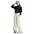 Baby Girl Pants Loose Fit Pants Solid Print Pocket Elastic Waist Wide ...