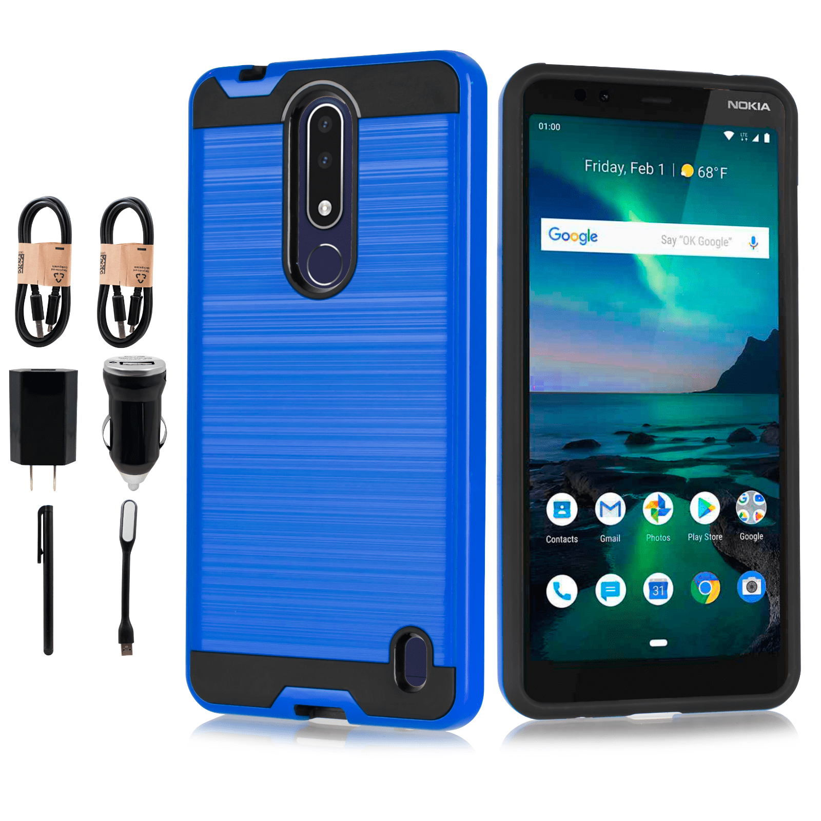 ~Value Pack~ for 6" Nokia 3.1 Plus Brushed Metal Slip Resistant Dual ...