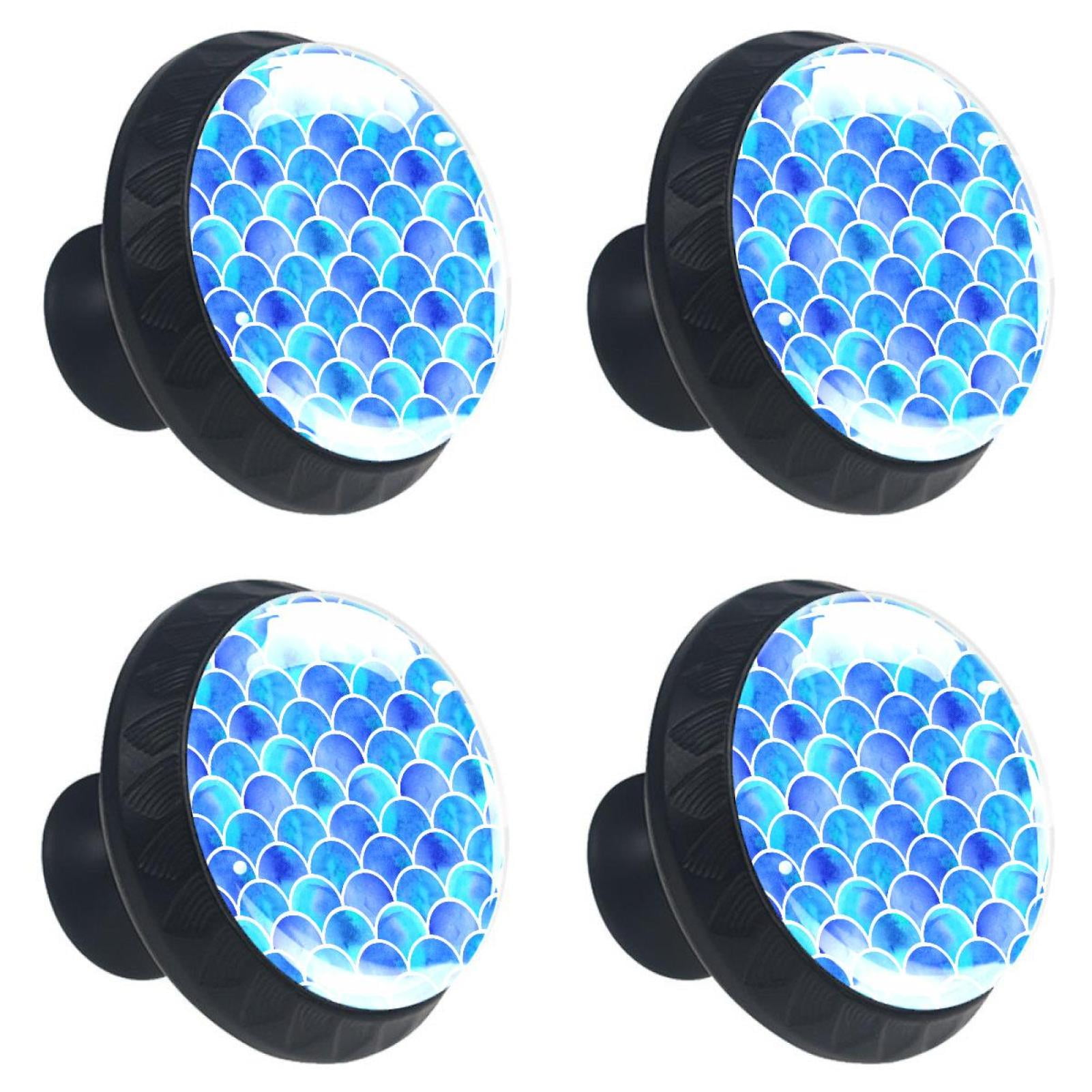 4 Pcs Mermaid Scale Blue Knobs for Kitchen Cabinet Cupboard Dresser ...