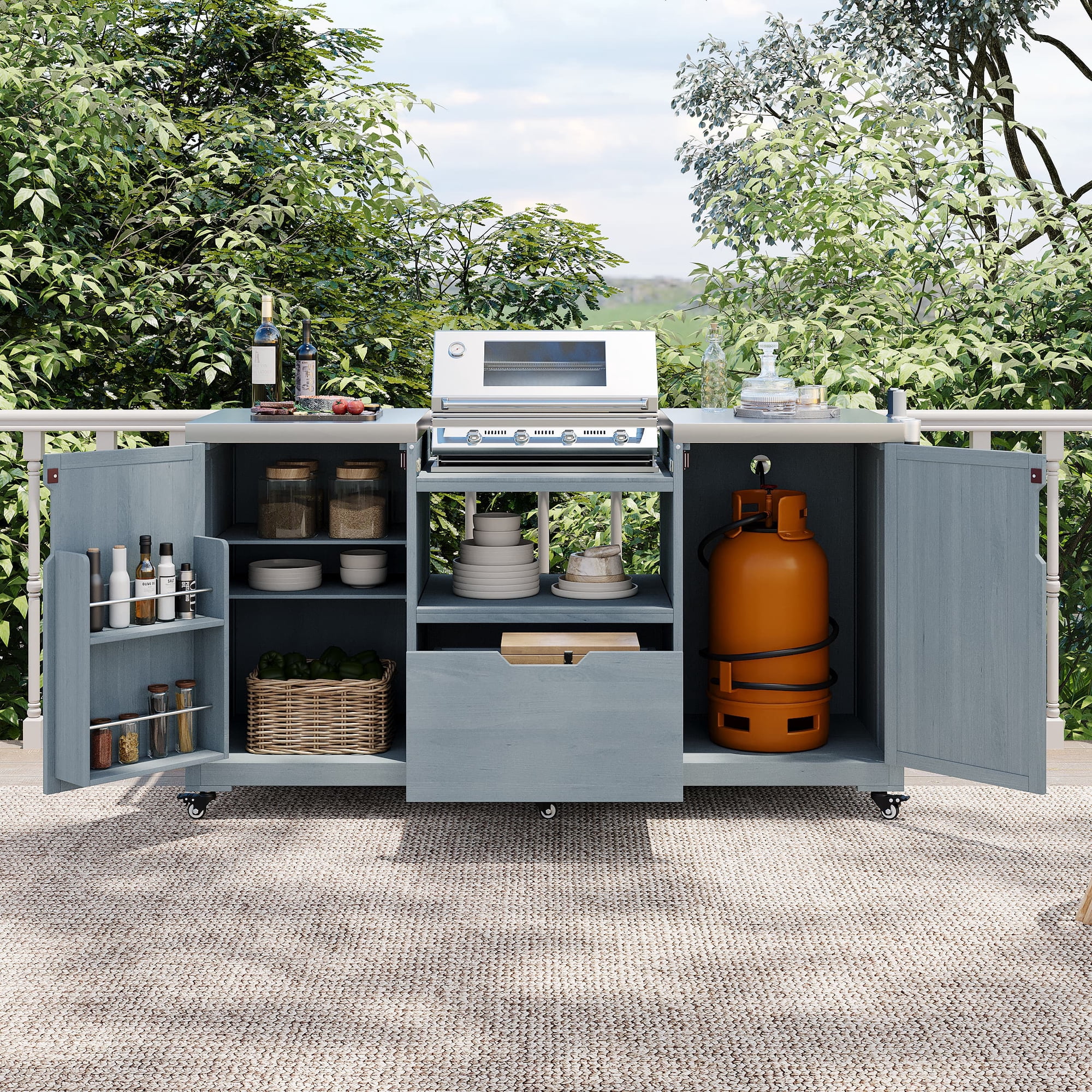 Click here for Euroco Outdoor Kitchen Island For Big Green Egg Gr... prices