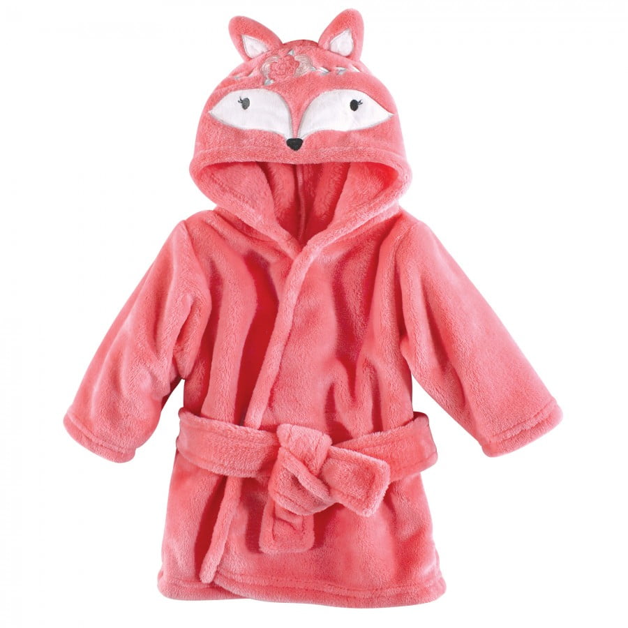 Hudson Baby Infant Girl Plush Animal Face Bathrobe, Boho Fox, 0-9 ...