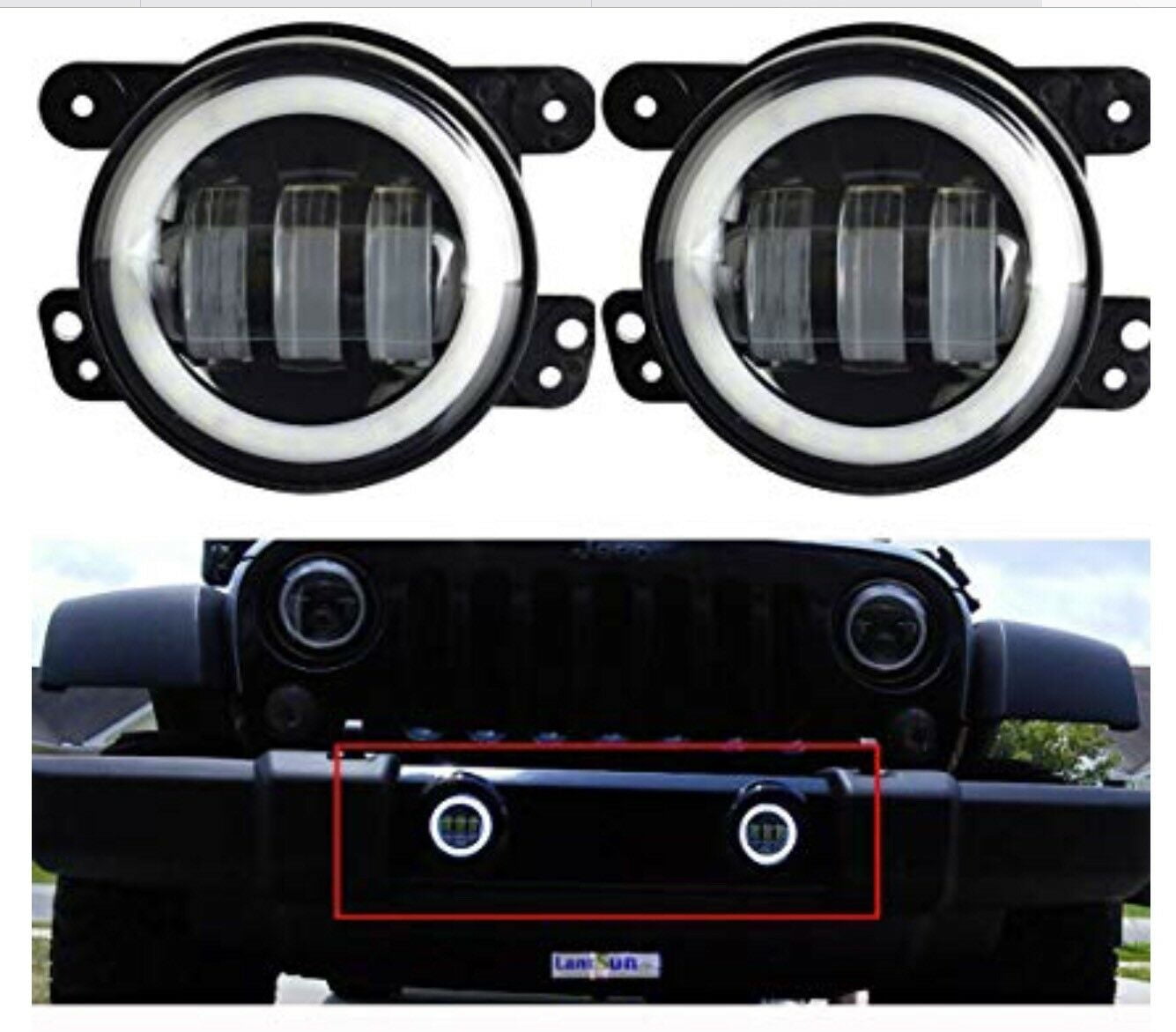 Turbo SII 2pcs 4” High/Low Fog Led Lights Angel Eyes D030-2 - Walmart.com