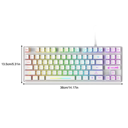 Wired LED Backlit Keyboard 87-Key PC Mechanical Lighted Keyboards Black ...