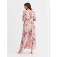 Scarlett & Jo Isabelle Floral Angel Sleeve Maxi Dress - Pink, 20 ...