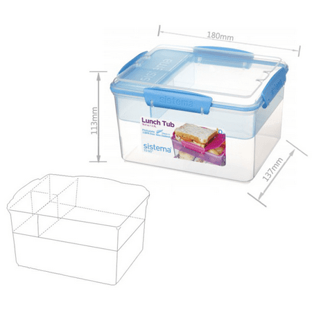 Sistema Lunch Stack Square To Go Lunch Box | 2.3 L Food Container with ...