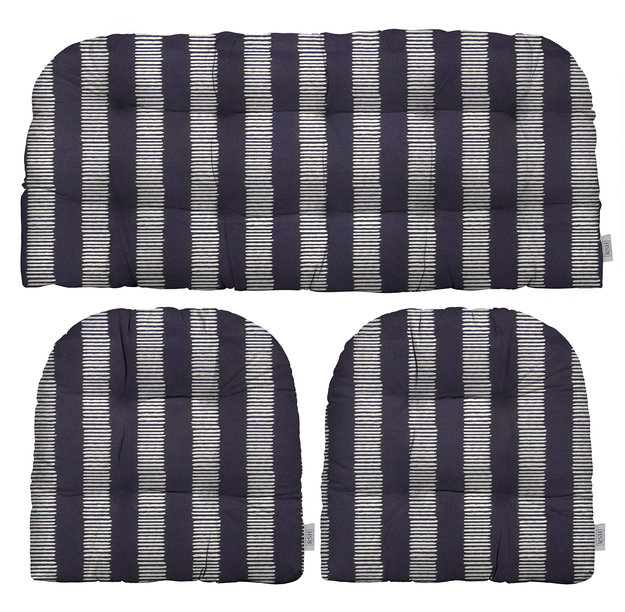 RSH Décor Indoor Outdoor 3 Piece Tufted Wicker Cushion Set, Large, Dash ...