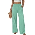 AzureSilk Women's Fashion Wide Leg Pants High Waist Belt Pocket Color ...