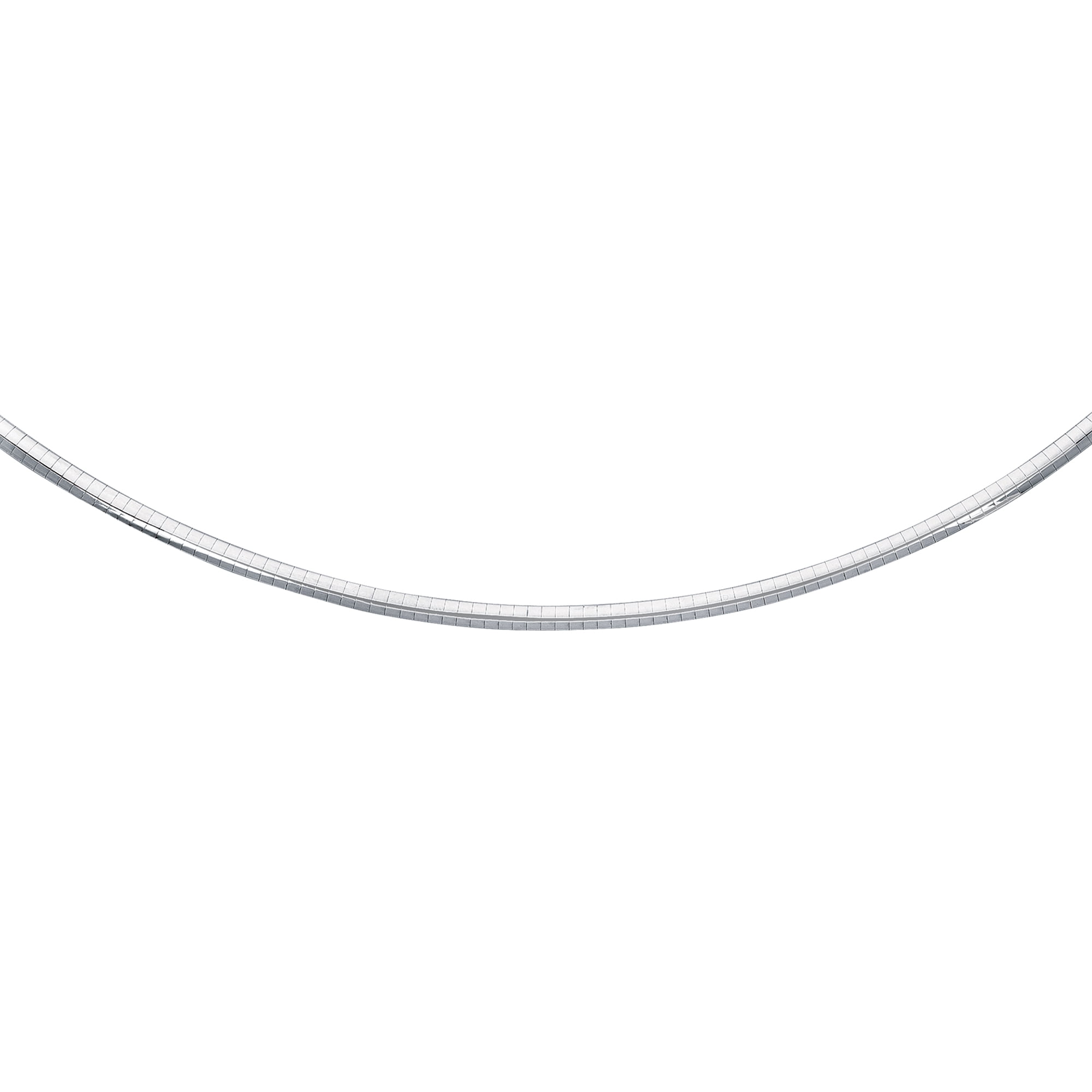 14K White Solid Gold Classic Omega 4mm Chain Diamond Cut 18" long ...