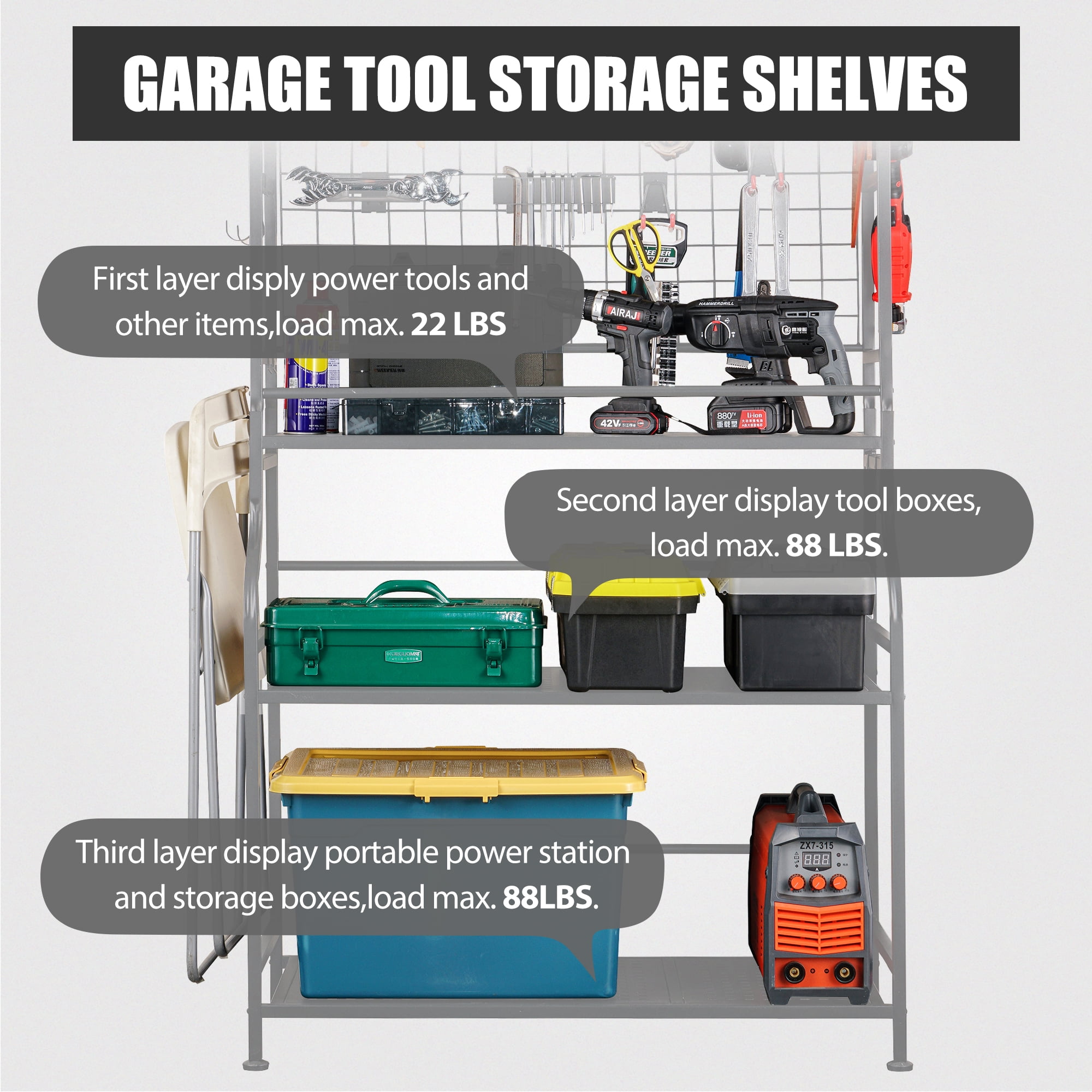 Buy MYTHINGLOGIC Tool Storage Organizer Rack Tool Rack Holder Power ...