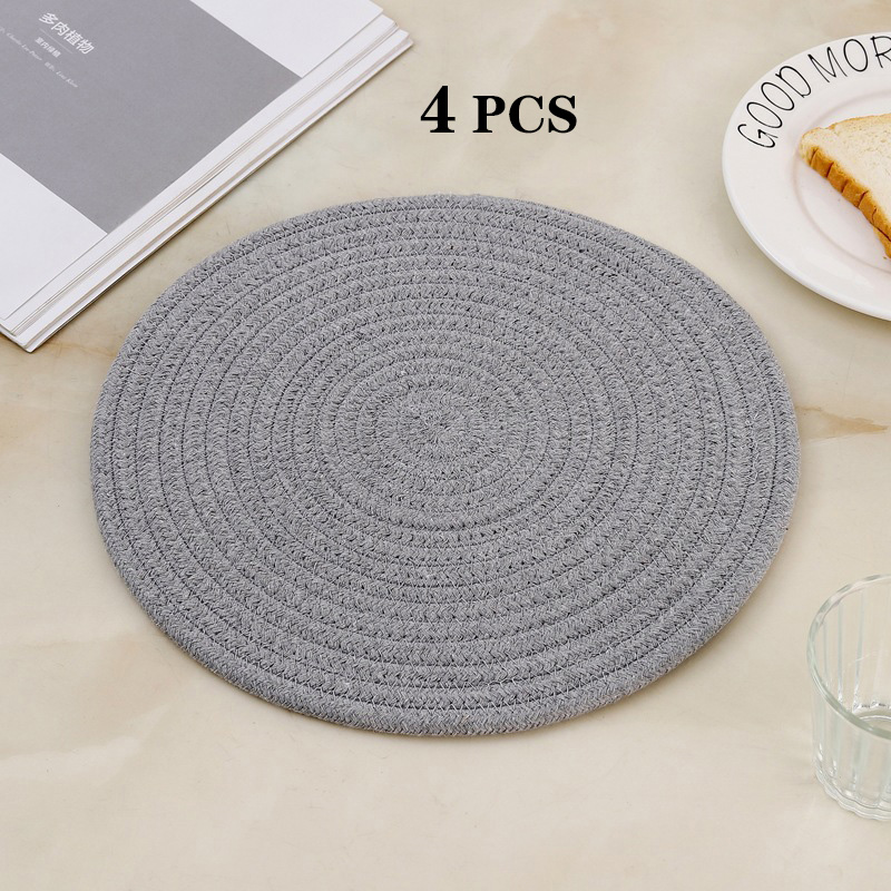Hotian 4pcs 12" Woven Heat Resistant Indoor/Outdoor Round Kitchen Table ...