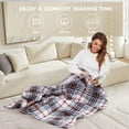 Electric Heated Blanket Throw Size, White & Blue-White-Red Plaid ...