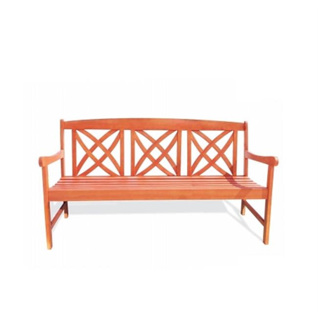 DVG Outdoor Durable Eucalyptus Wood Bench - Brown - Walmart.com