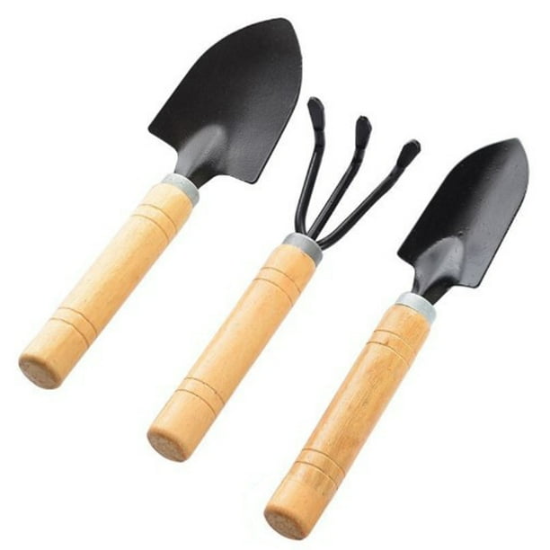 Clairlio 3 Piece Set Mini Garden Shovels and Claw Tool with Wooden ...