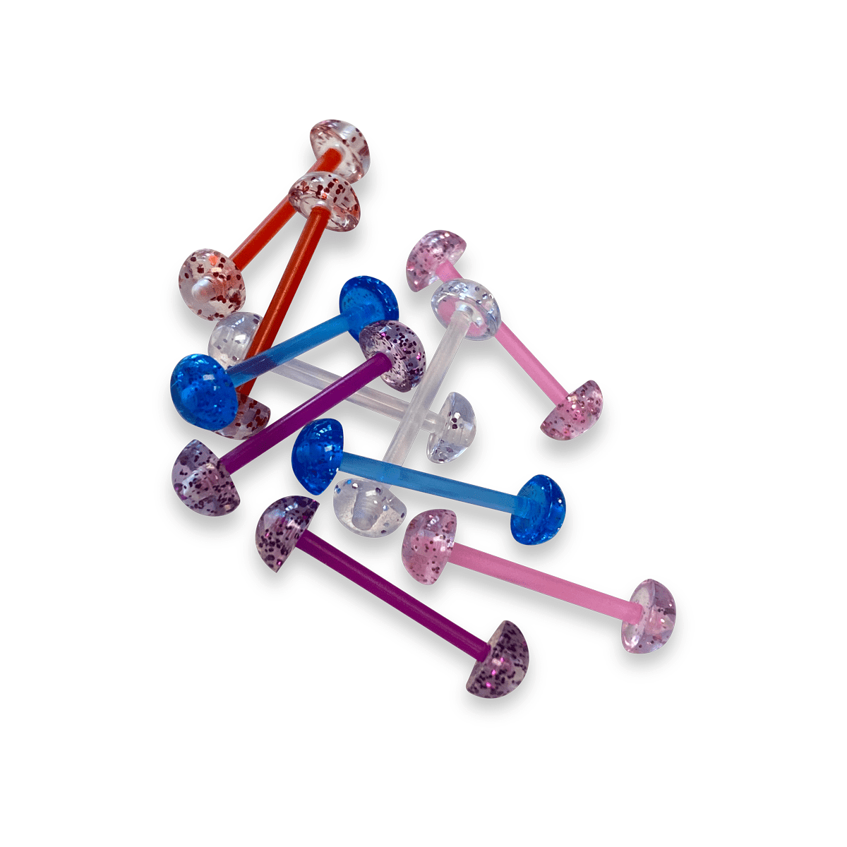 Bioflex Tongue and Nipple Ring Glitter Half Ball Retainers 14 Gauge ...