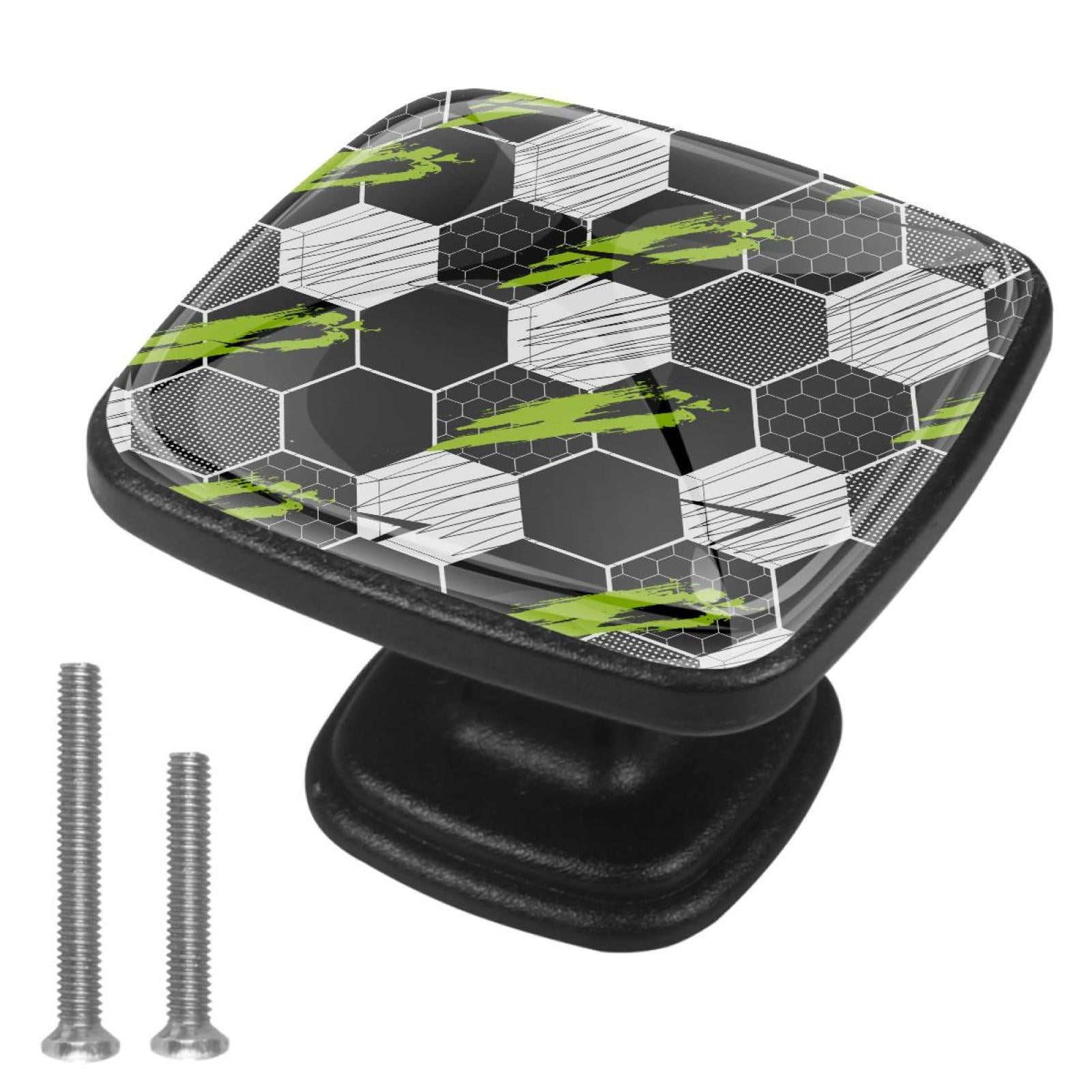 4 Pcs Cabinet Handle Drawer Pulls Football Knobs with Screws Square ...