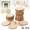 40Pcs 3-4CM Unfinished Natural Round Wood Slices Circles with Tree Bark ...