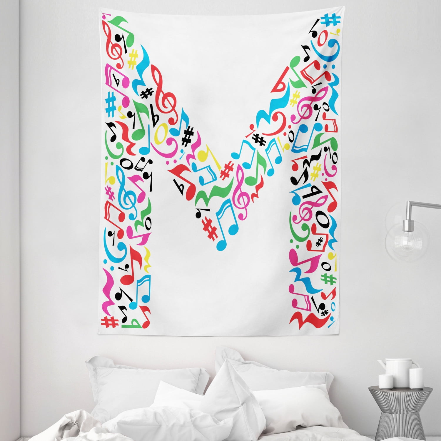 Letter M Tapestry, Major and Minor Notes and Other Musical Elements in ...