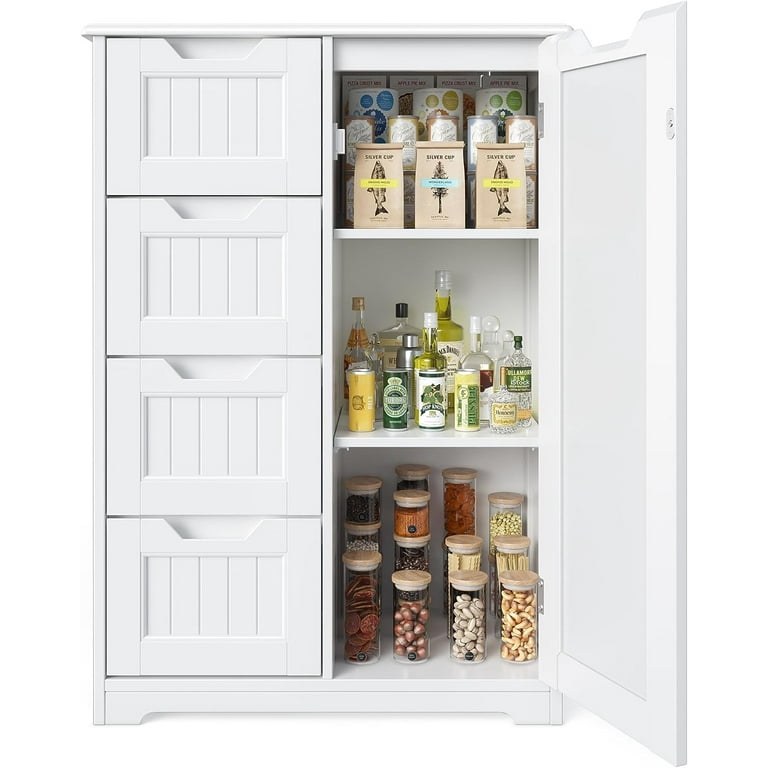 Pantry Cabinet 33 Small Kitchen Pantry Storage Cabinet with Door and Shelves White