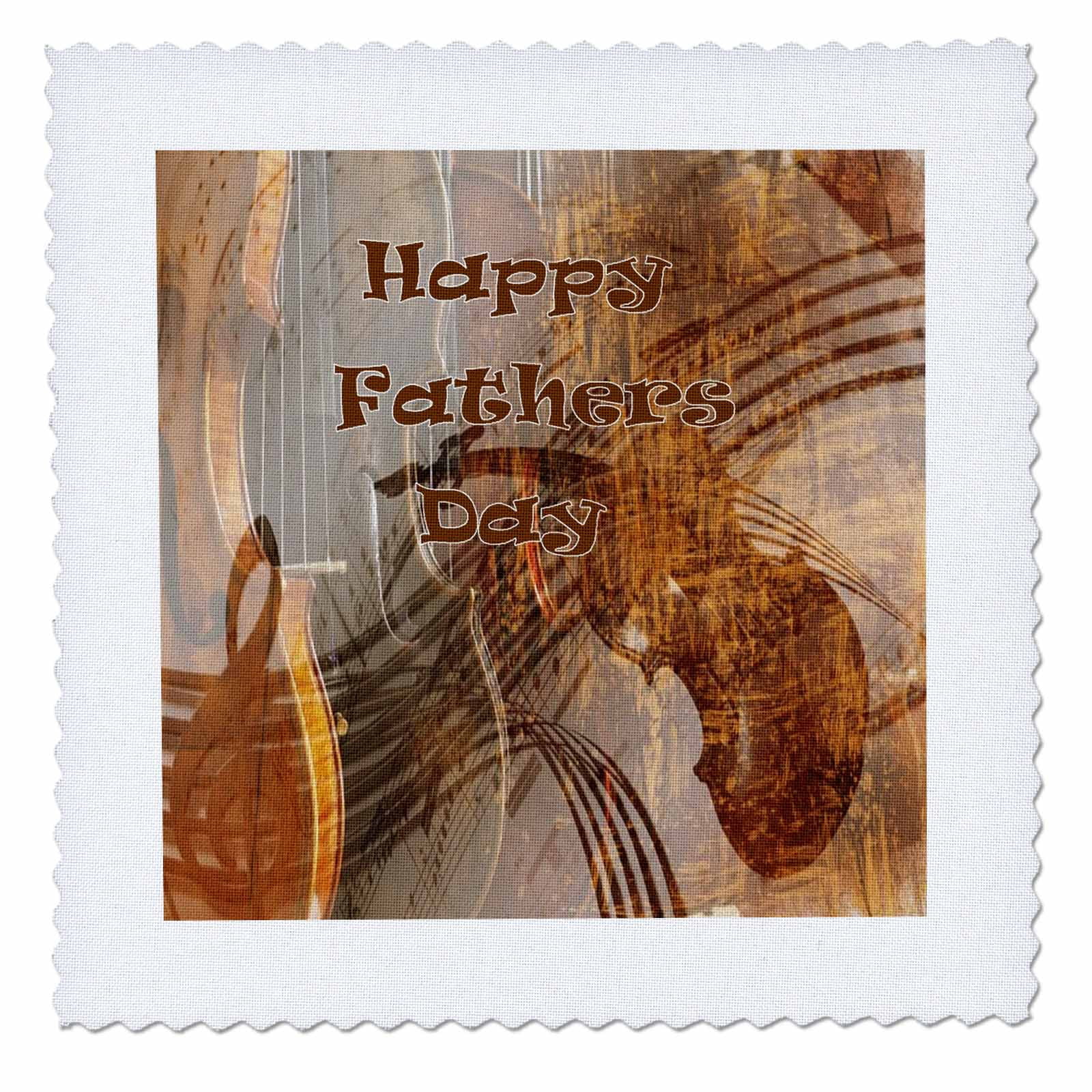 3dRose Print of Music Background With Happy Fathers Day - Quilt Square ...