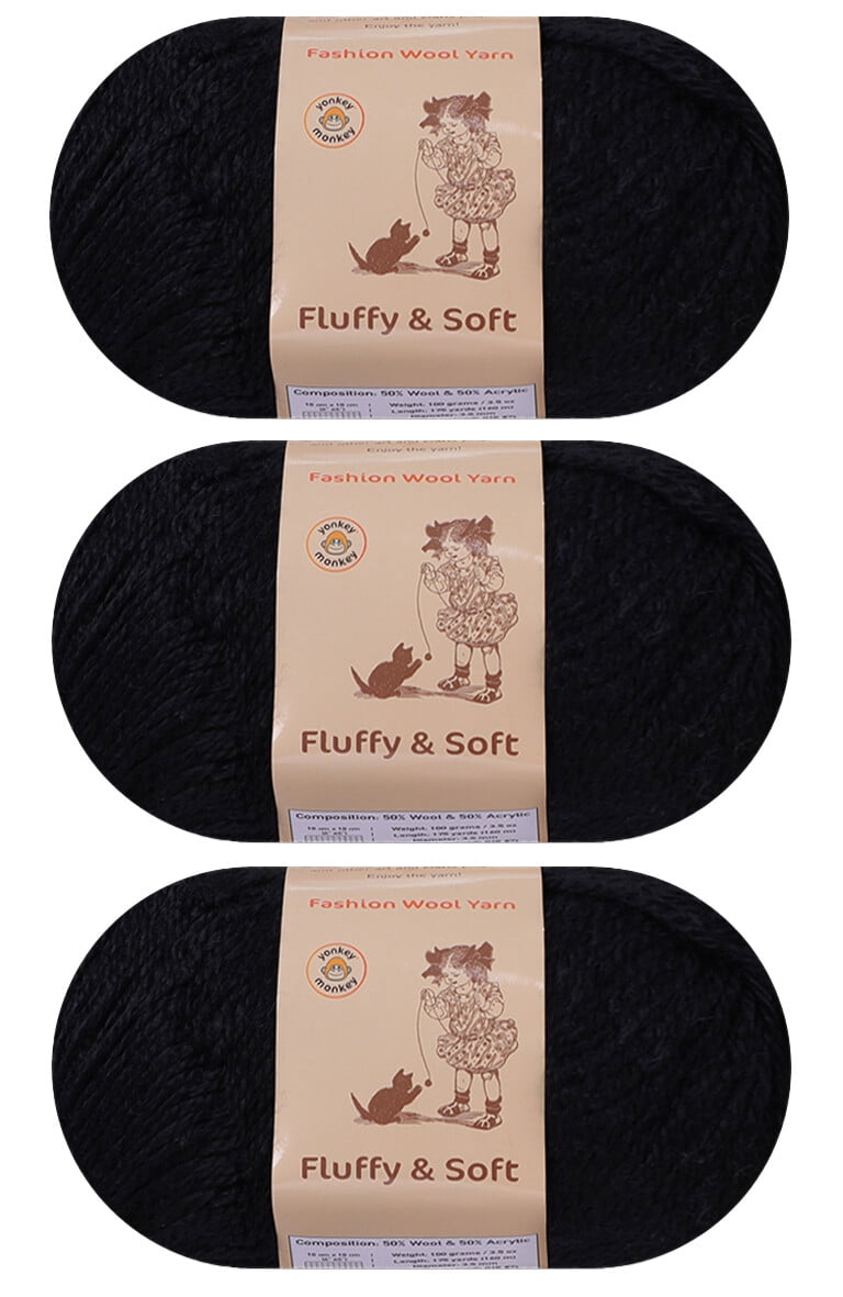 3-Pack Fluffy Wool Yarn by Yonkey Monkey. Lightweight and Soft ...