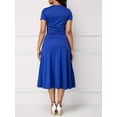 Blue Asymmetric Wrap Midi Dress With V-Neck, Ruched Waist And ...