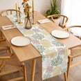 Coastal Ocean Coral Table Runner, Green Yellow Pink Theme Pattern ...