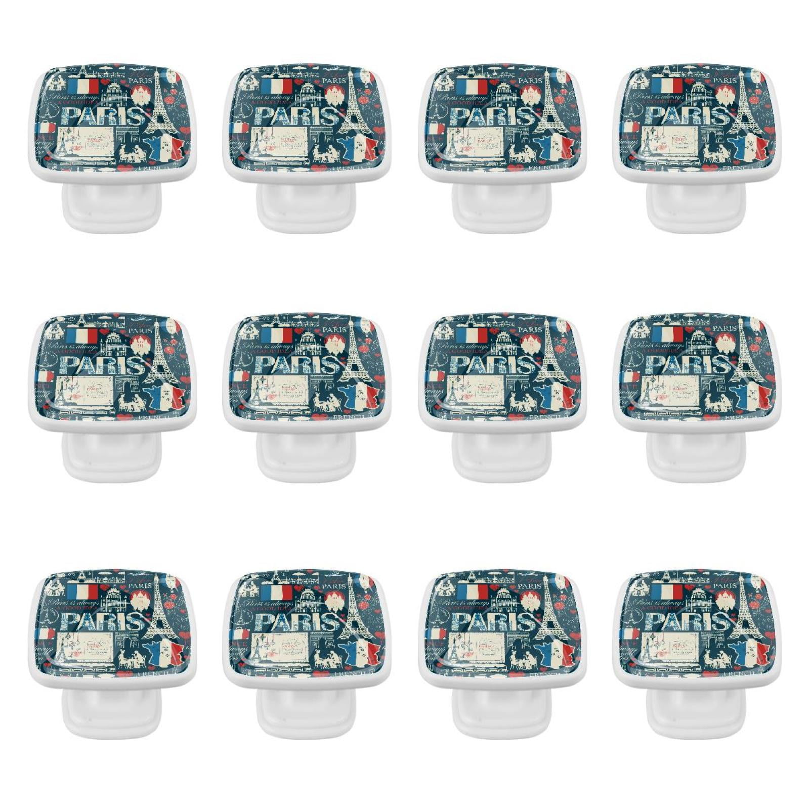 12 Pieces Drawer Pulls Handle Square Wardrobe Cabinet Paris Symbols ...