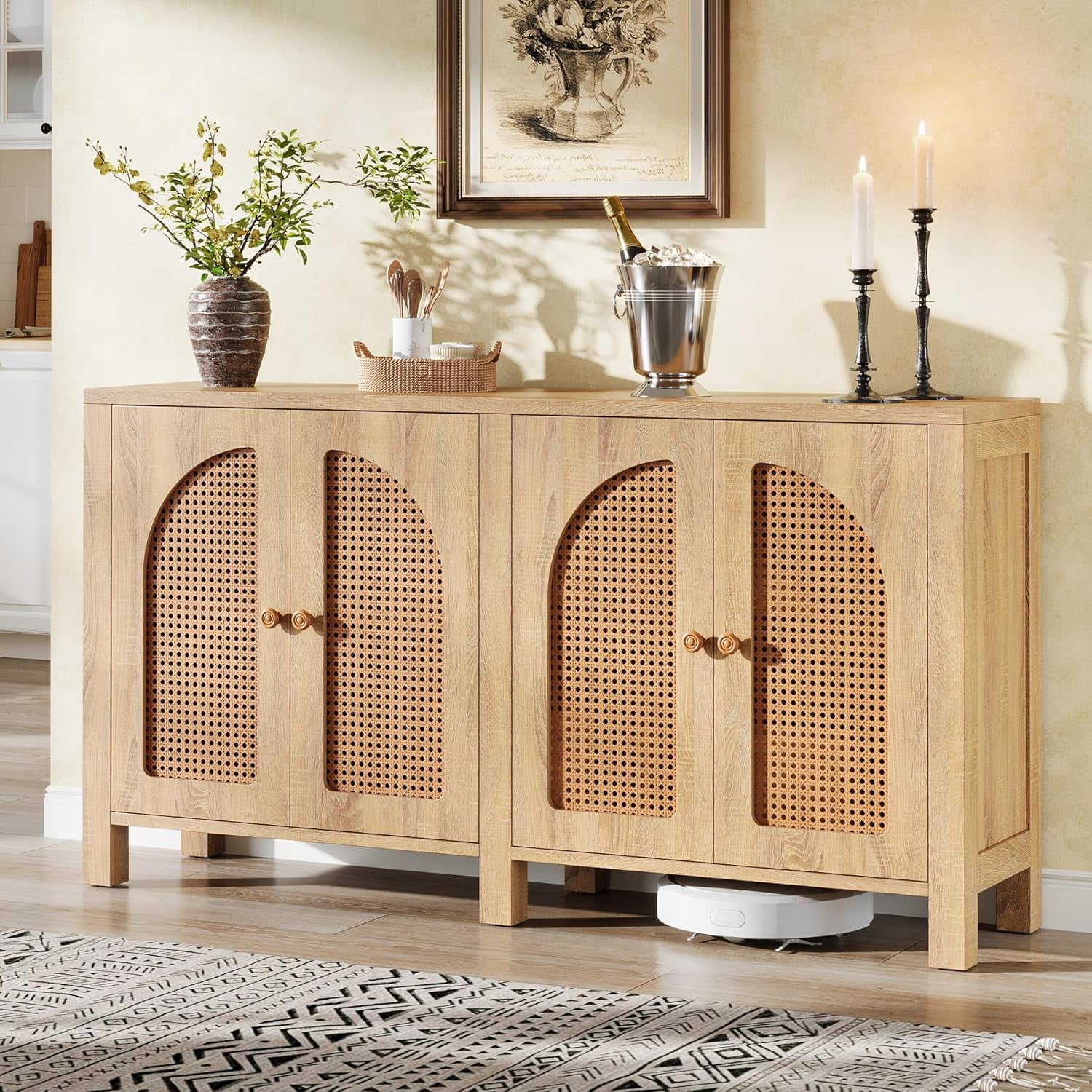 Click here for Tribesigns Sideboard Buffet Cabinet  Rattan Creden... prices