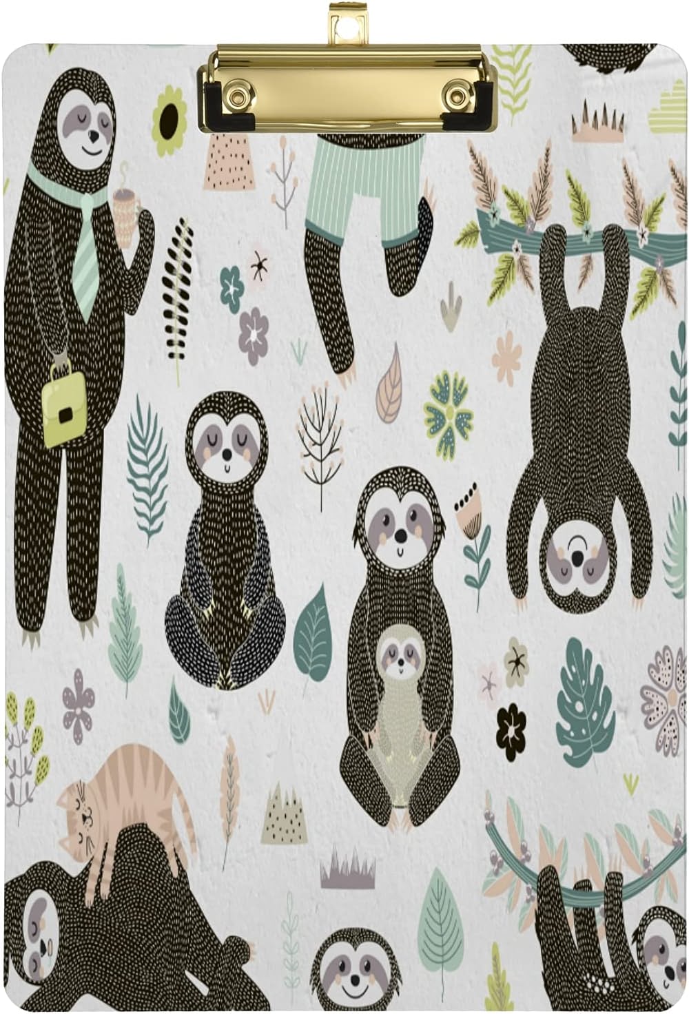 ZHANZZK Cute Sloth Leaf Flower Clipboard Hardboard Wood Nursing Clip ...