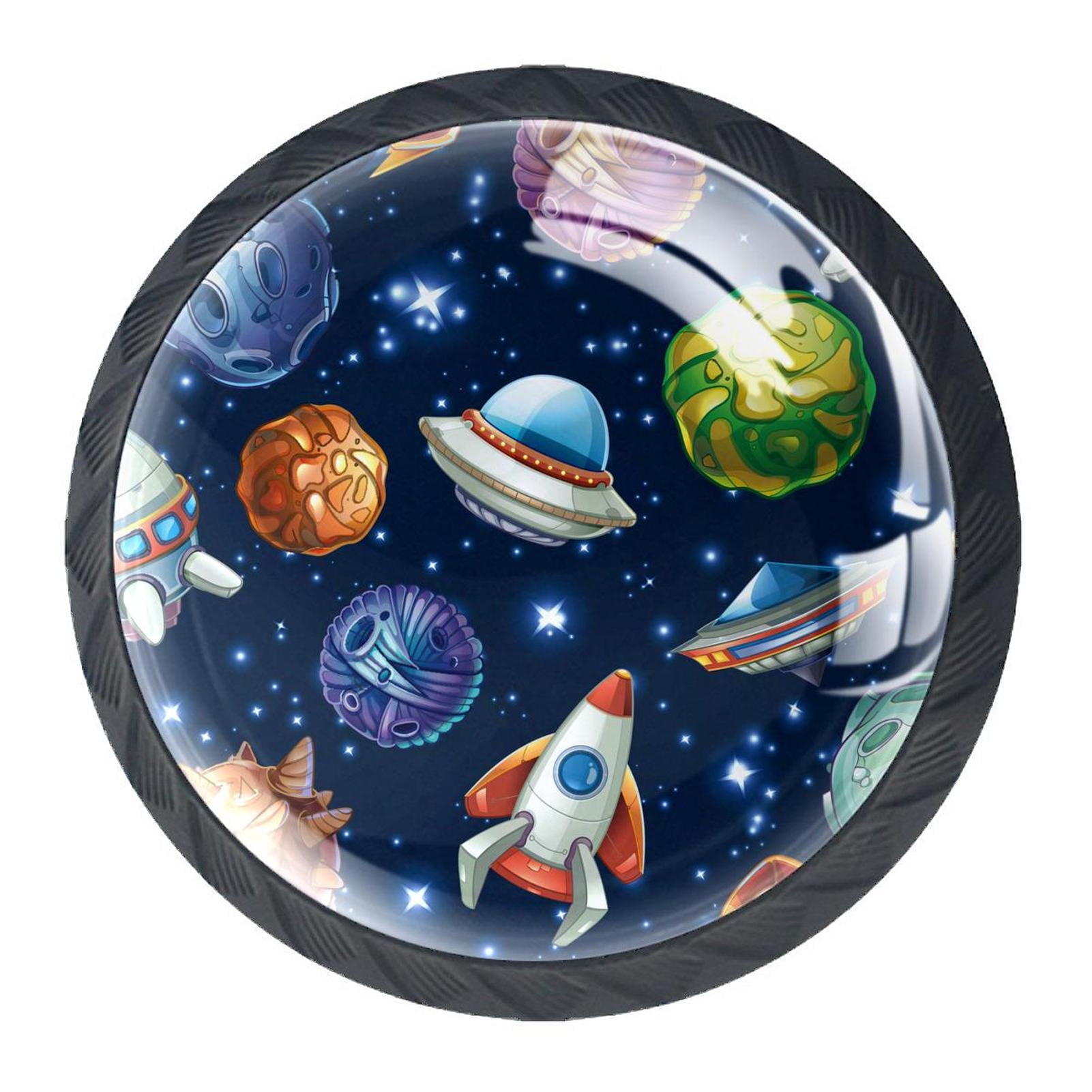 4 Pcs Outer Space Knobs for Kitchen Cabinet Cupboard Dresser Bookcase Drawer Pulls Handles Round ...
