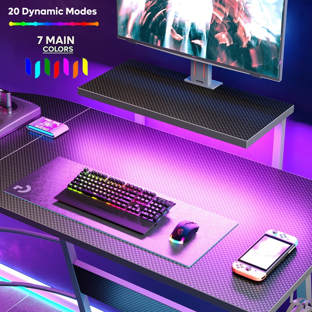 Buy Bestier 51 inch L Shaped Gaming Computer Desk with Monitor Shelf ...