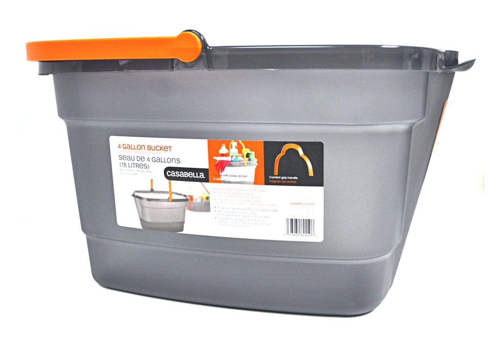 Casabella 4-Gallon All-Purpose Rectangular Bucket, Double Spout, Orange ...