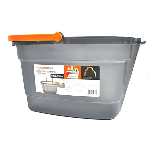 Casabella 4-Gallon All-Purpose Rectangular Bucket, Double Spout, Orange ...