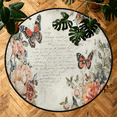 CURLYOOT Round Rug 3ft Retro Flower Letter Area Rug, Washable Circle ...