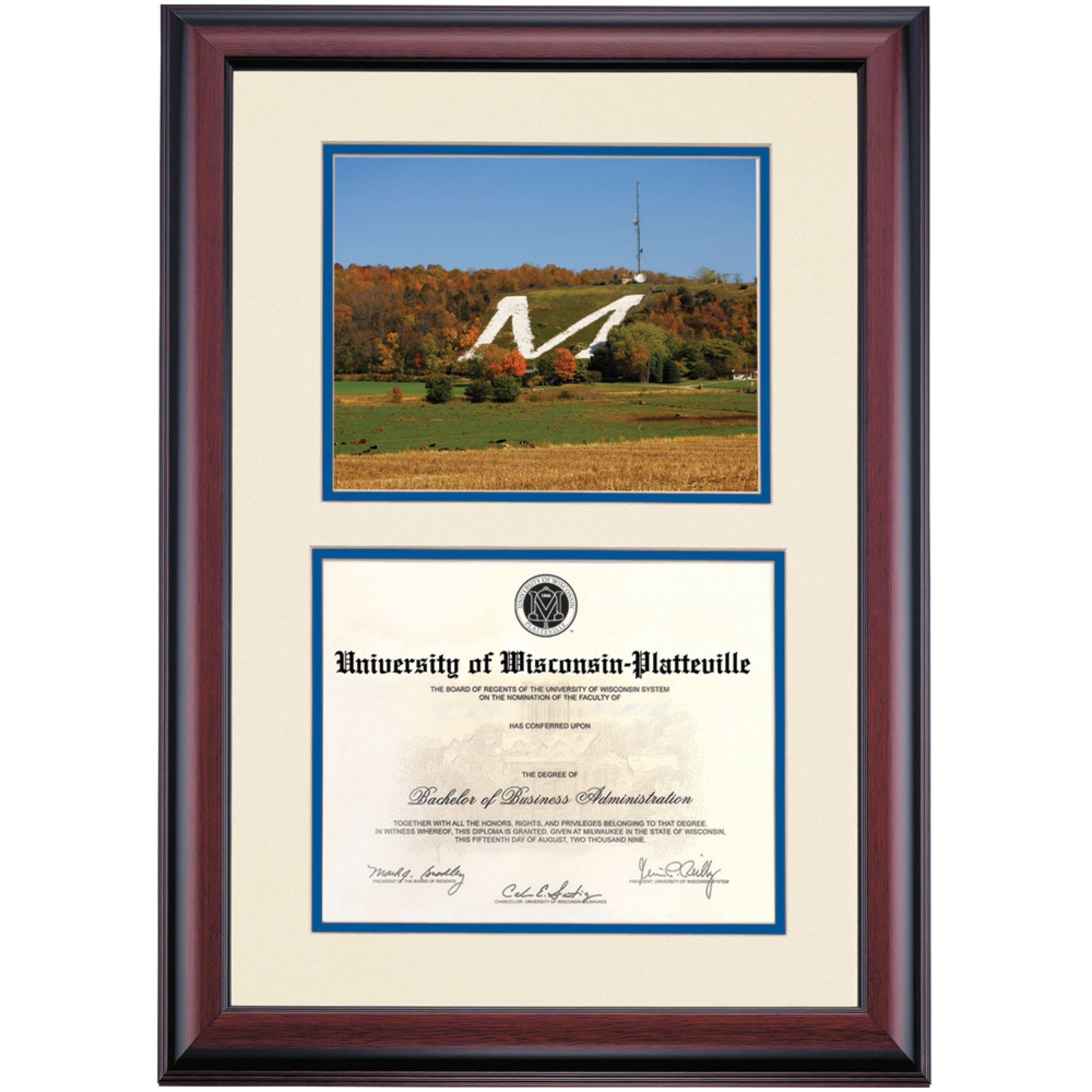 OCM Diploma Frame for University of Wisconsin-Platteville, Ivory/Royal ...