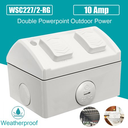 3Pin Standar Double Weatherproof Outdoor Power Outlet Switch 10A GPO ...