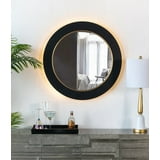 CC Home Furnishings LED Lighted Round Wall Mirror - 31.5" - Black and ...