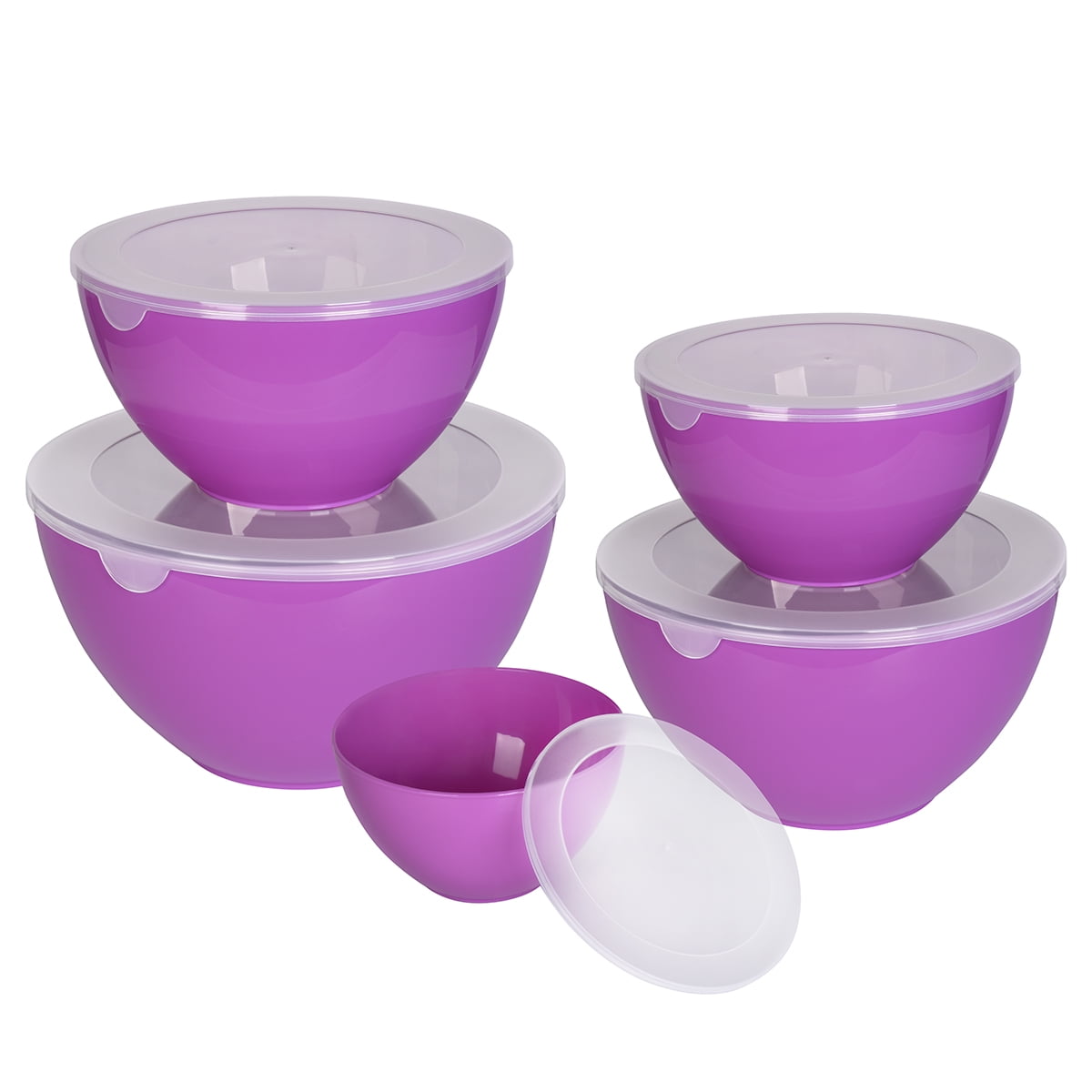 Set de 5 Recipientes Bowls de Plástico con Tapa AGBOX Color Morado ...