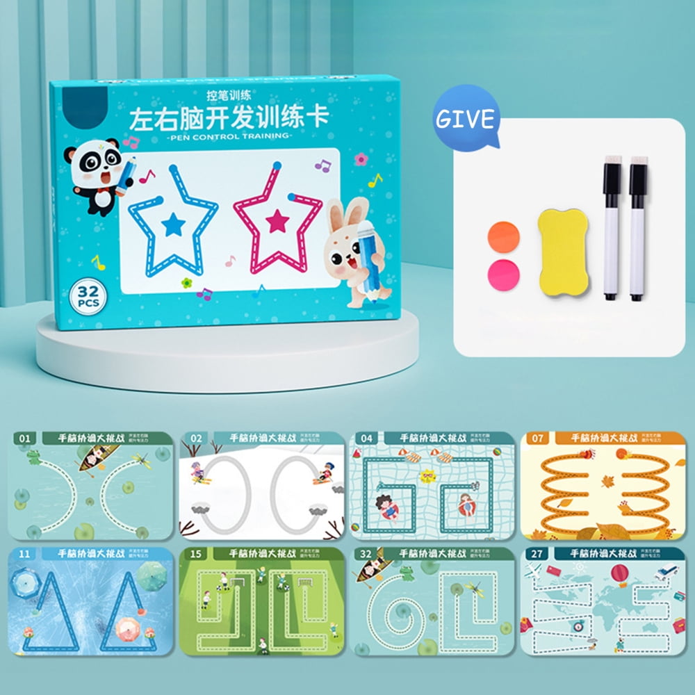 Control Pen Training Books Educational Toys Set Erasable Concentration ...