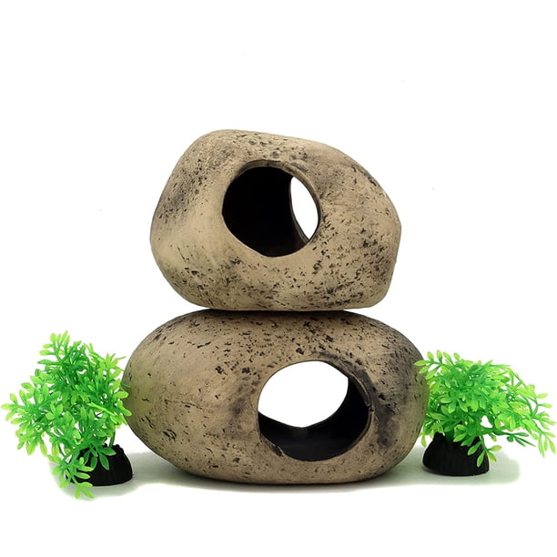Stackable Aquarium Ceramic Decorations Rock Caves,Betta Fish Tank Decor ...