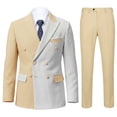 Beauty-Emily Men's Double Breasted Suit Set, Color Block Slim Fit ...