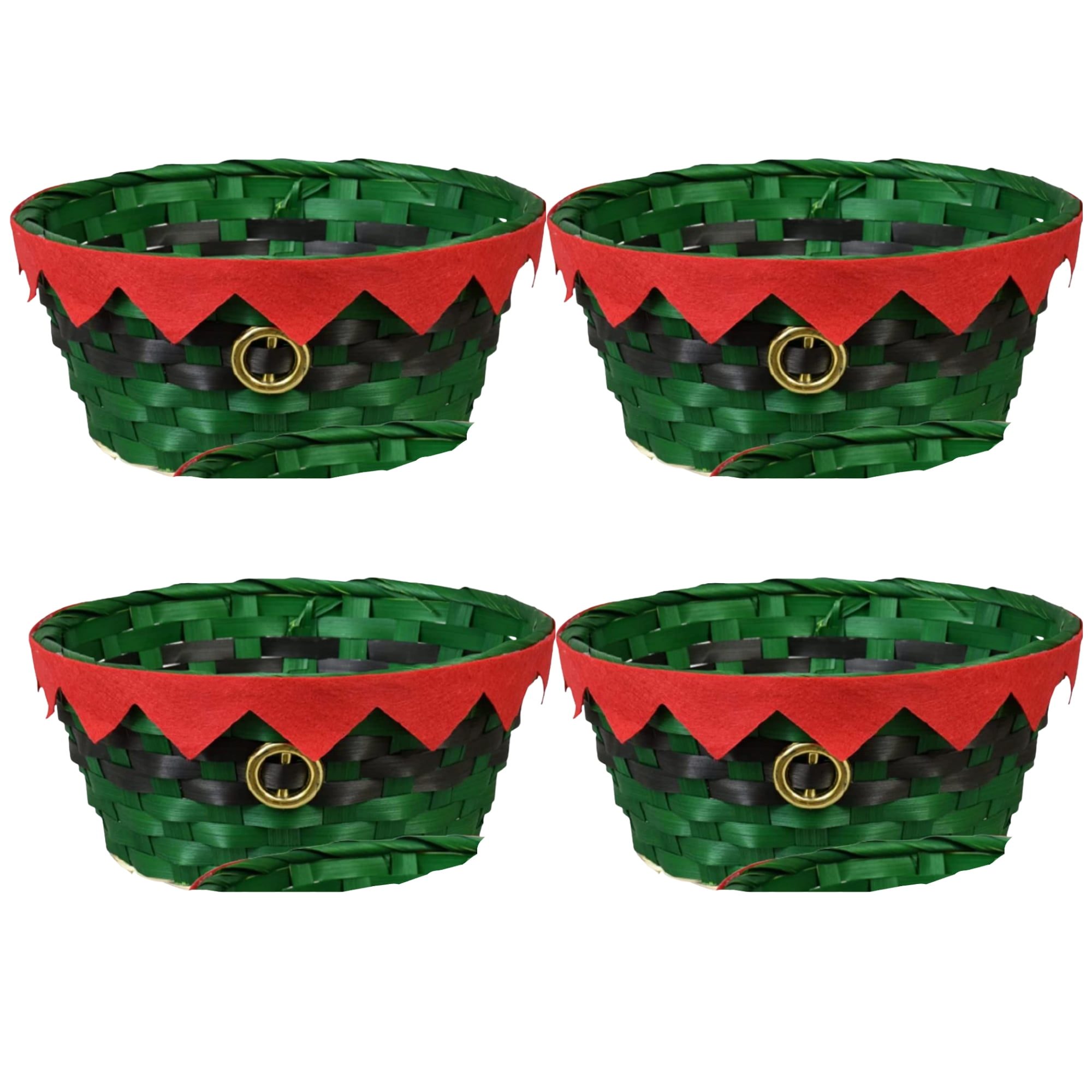 Round Baskets for Serving Christmas Green Elf Woven Basket All Purpose ...